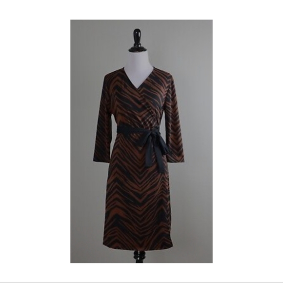 LuLaRoe | Dresses | Lularoe Michelle Wrap Dress In Brown Black Stripe ...